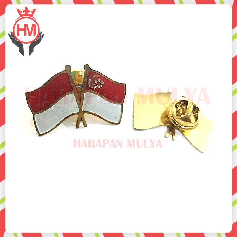 Jual Cross Pin Logo Bendera Indonesia Singapura - Flag Pin Bendera ...