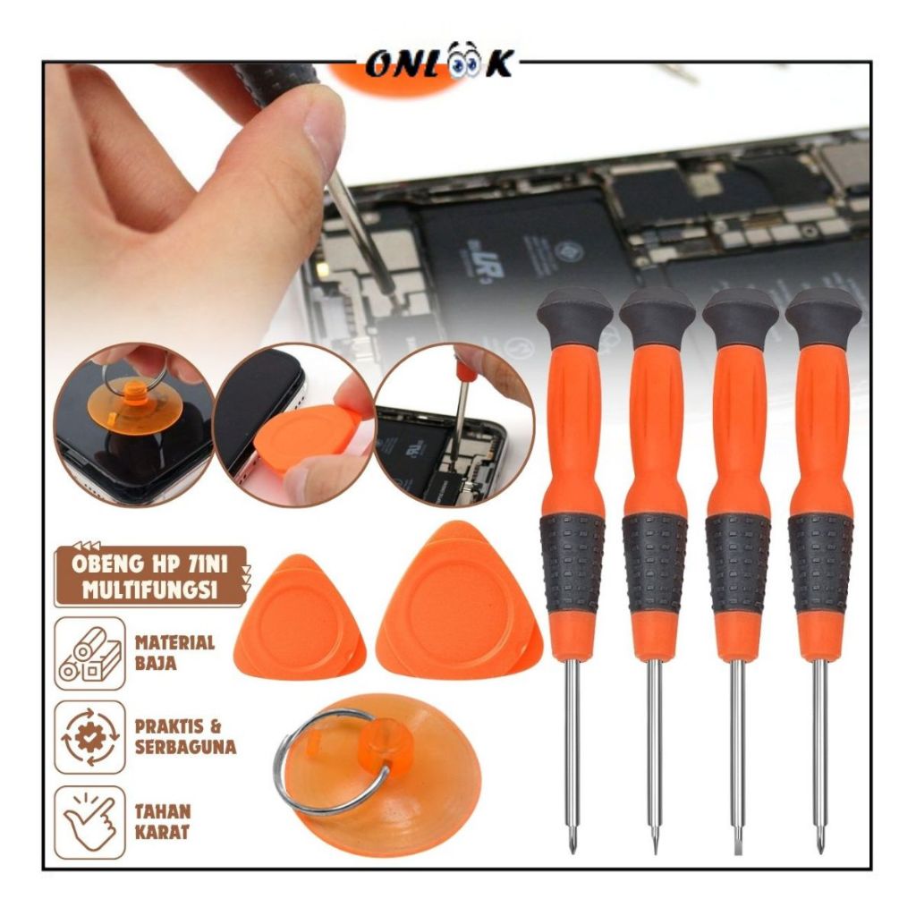 Jual Set Obeng HP 7IN1 + 2 Pembuka Casing Free Penghisap / Precision ...