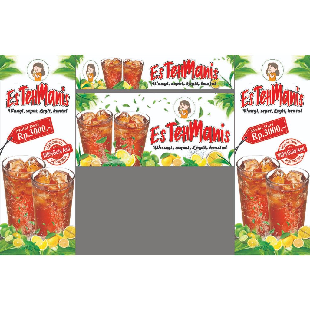 Jual stiker gerobak booth es teh manis solo jualan | Shopee Indonesia
