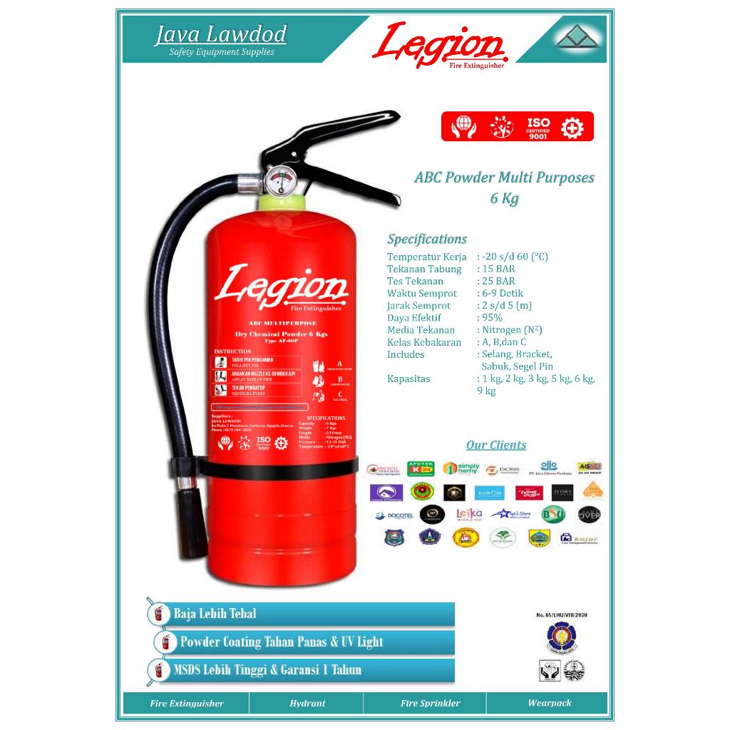 Jual APAR 6 KG Bubuk ABC Powder Legion - Tabung APAR 6 KG/ Full Set | Shopee Indonesia