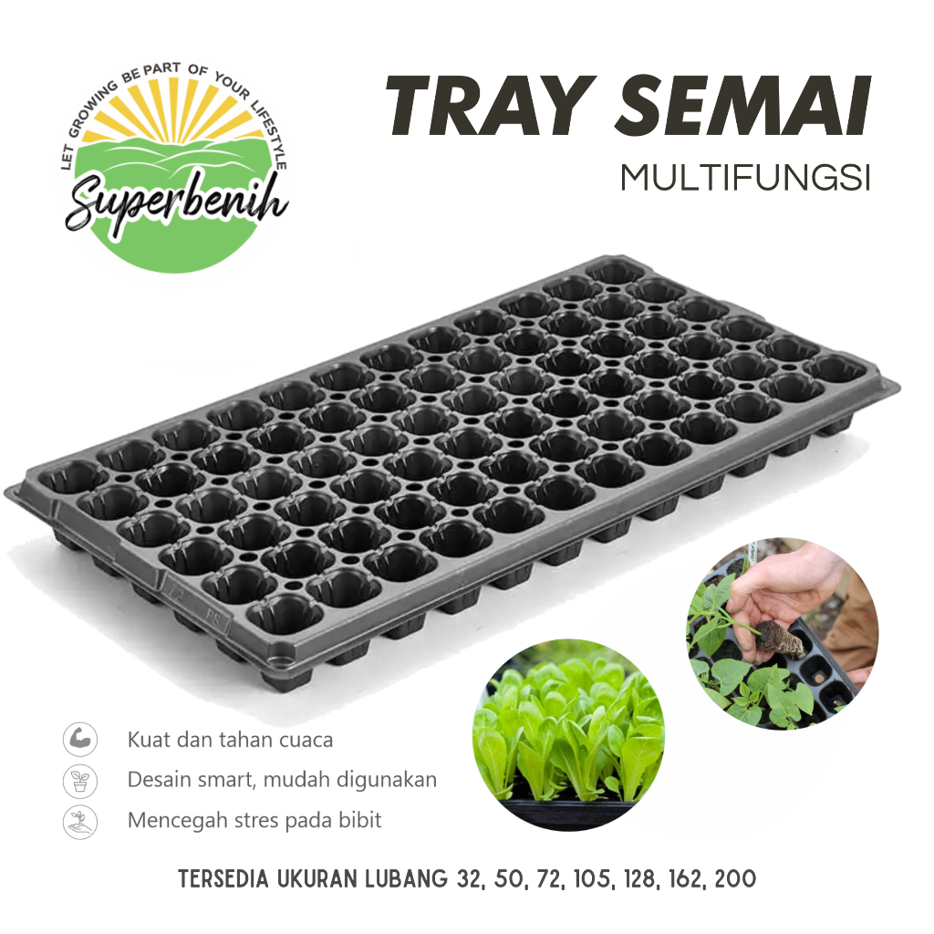 Jual Tray Semai Bibit Sayuran, Bunga, Lubang 32, 50, 72, 105, 128, 162 ...