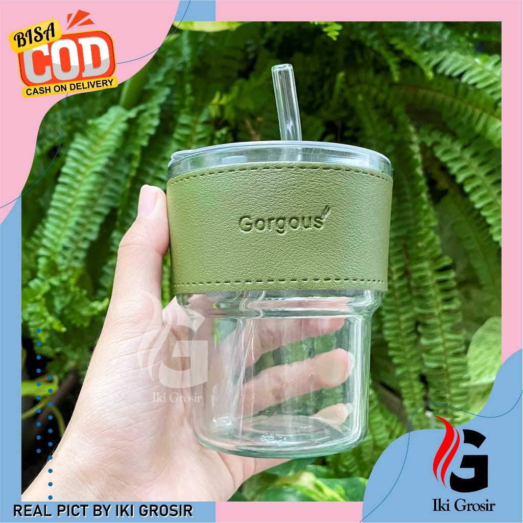 Jual Aesthetic Botol Minum Kaca Gelas Mug Korea Bottle Tumbler 400 ml ...
