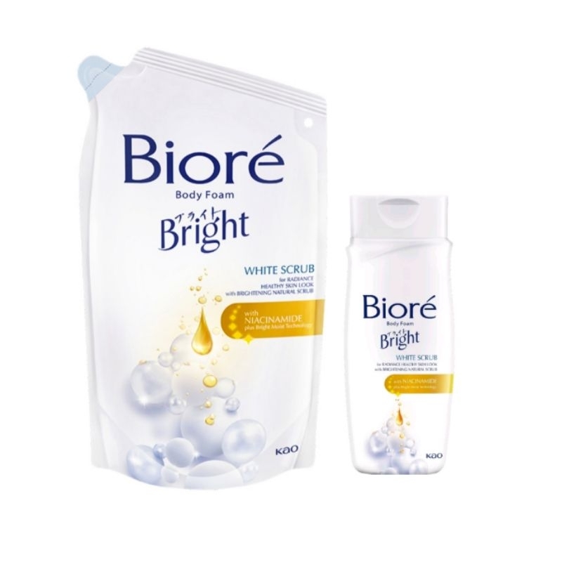 Jual PROMO!!!Biore Body Foam Bright white scrub 380ml+ 100ml | Shopee Indonesia