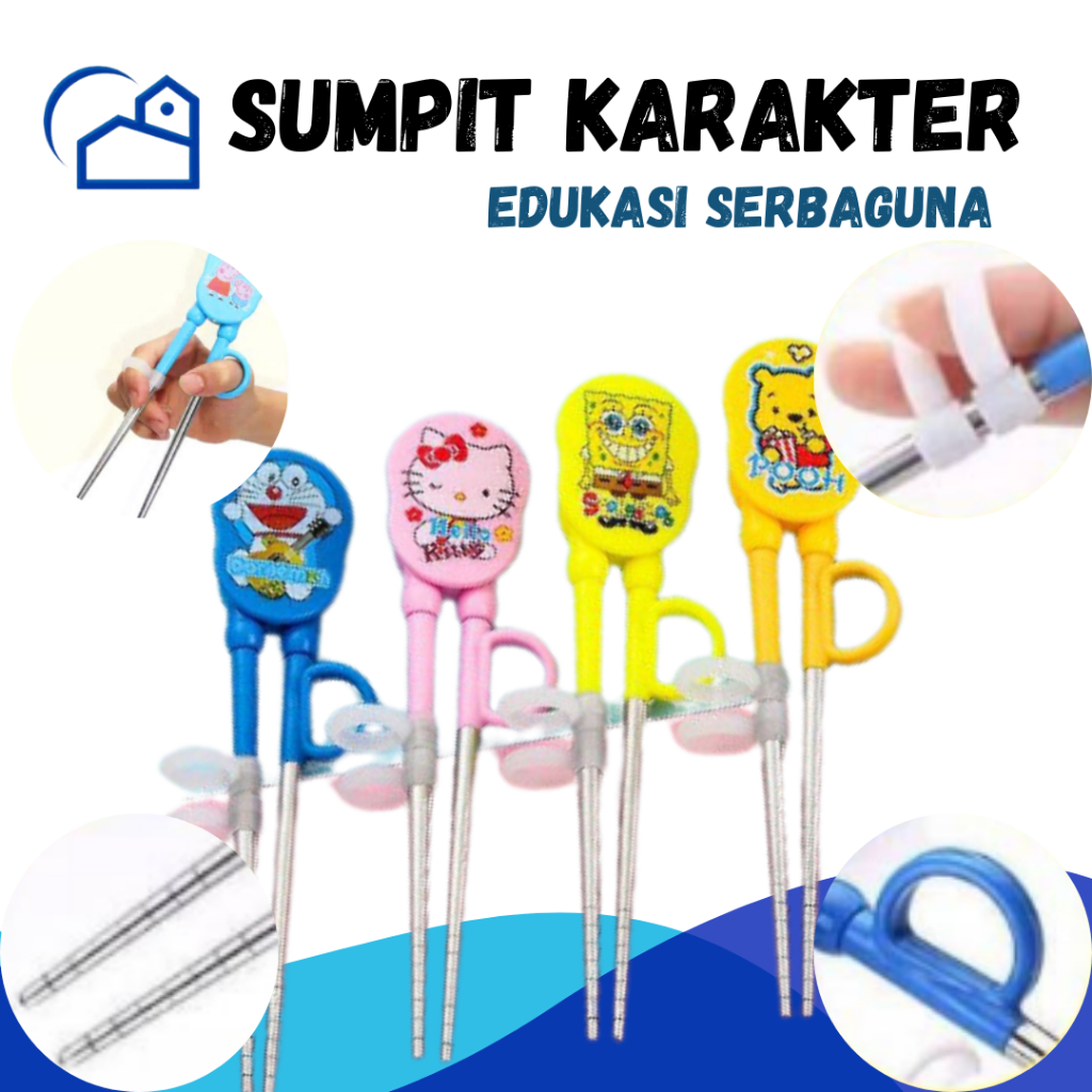 Jual Sumpit Anak Karakter / Sumpit Anak Belajar Makan Model Kartun ...