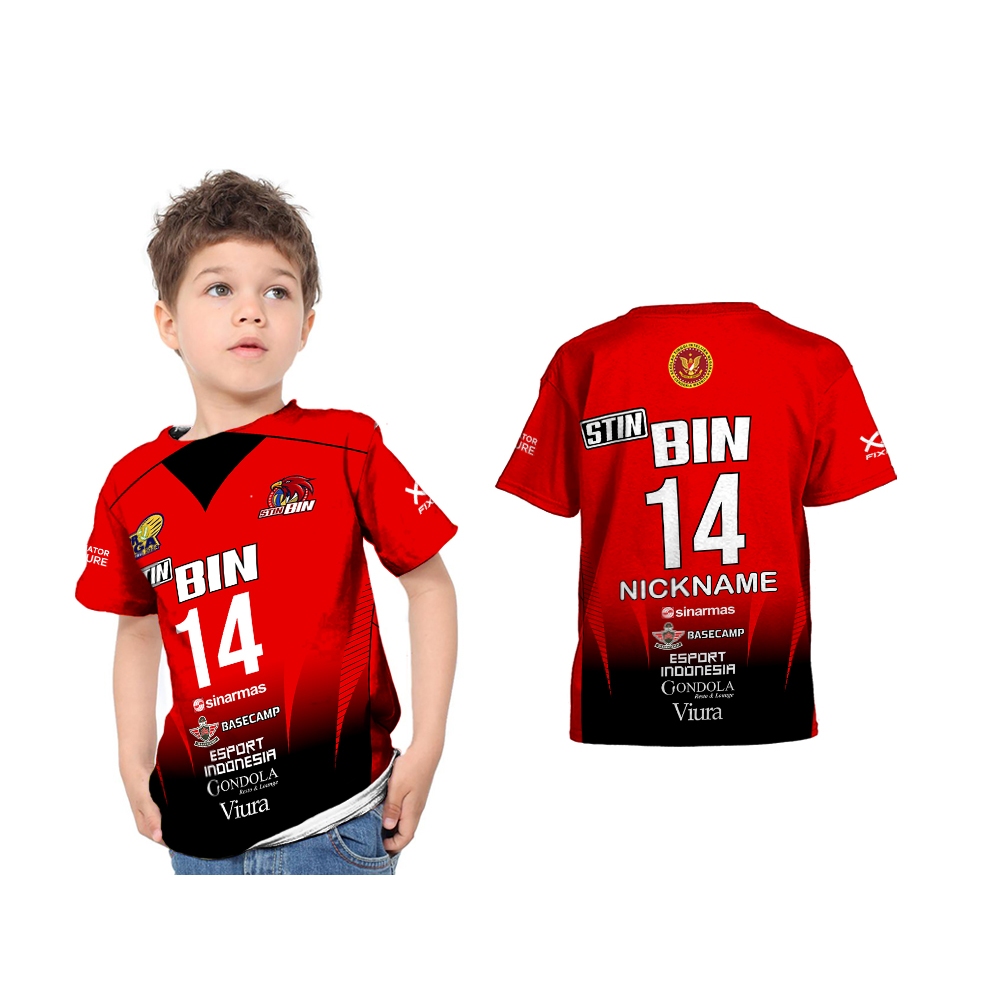 Jual Baju Kaos Jersey Voli Volley STIN BIN Proliga 2024 Merah Anak Full ...
