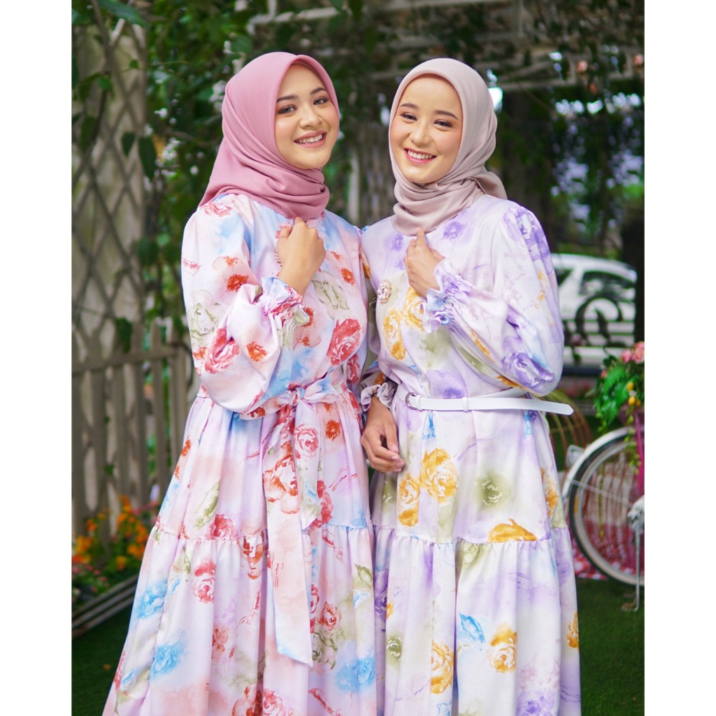 Jual Gamis Motif Bunga Terbaru Dress Wanita Kekinian Korean Style ...