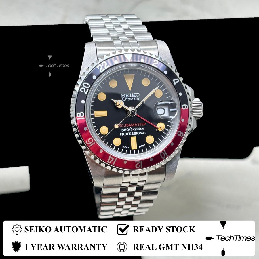 Jual Seiko Vintage GMT Mod Seikomod Vintage GMT NH34 Automatic Coke ...