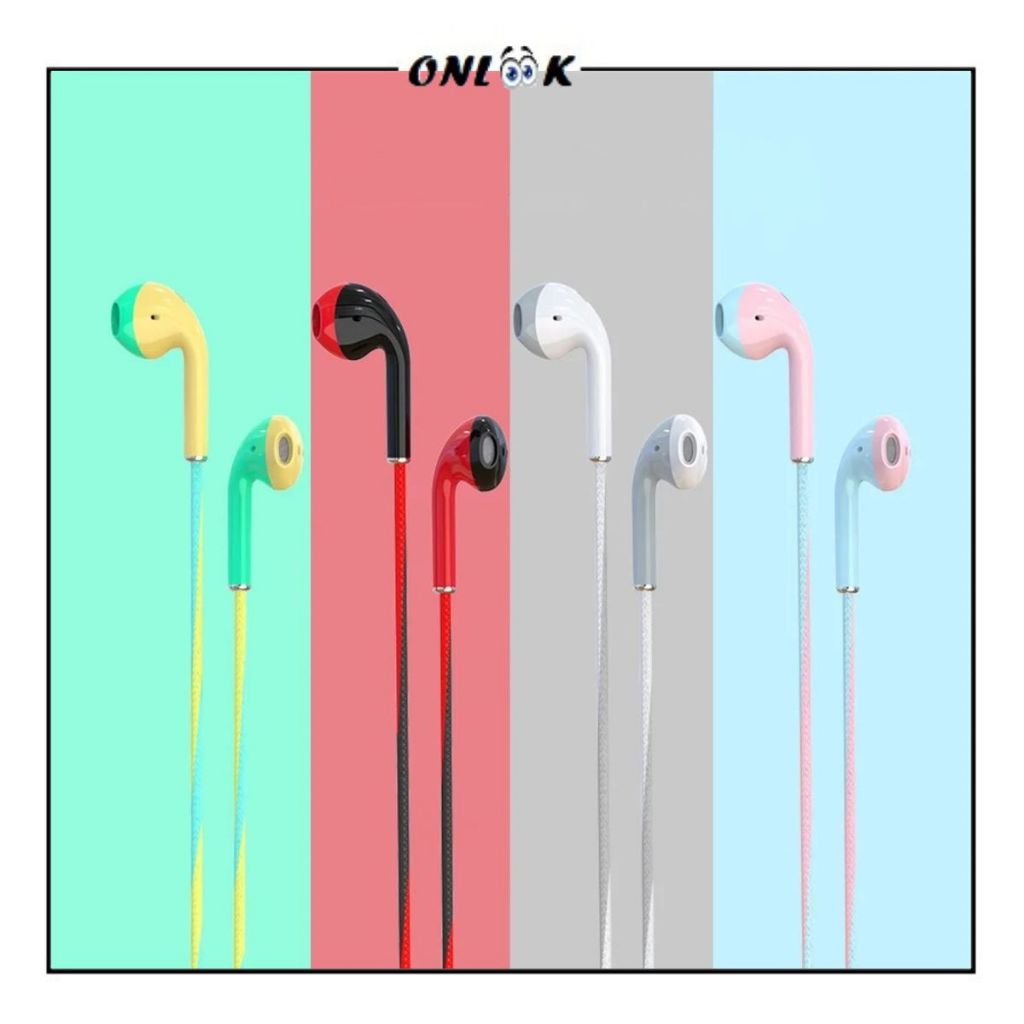 Jual Headset Macaron U24 Dua Warna Earphone Two Tone Color Hifi Stereo ...