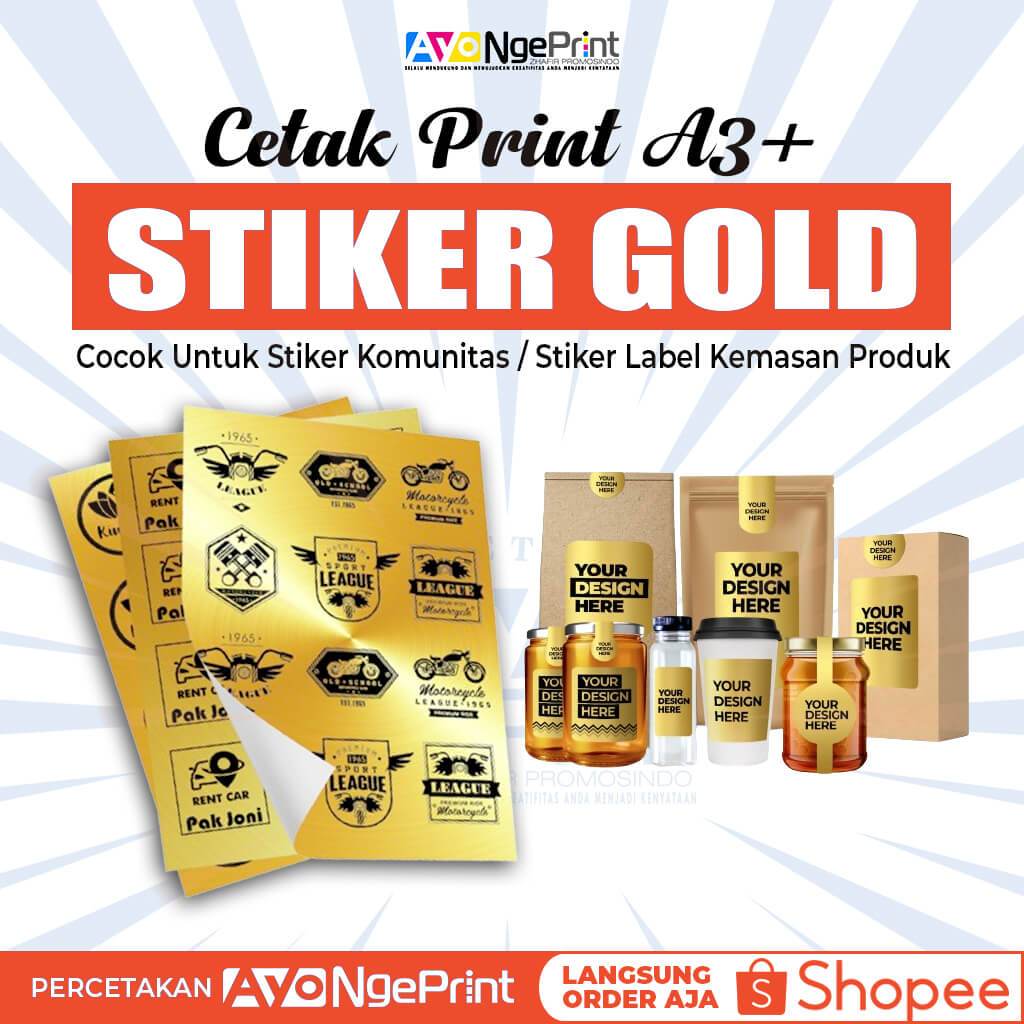 Jual Cetak Stiker Emas A3+ / Print Sticker Gold Glossy Matte A3 ...