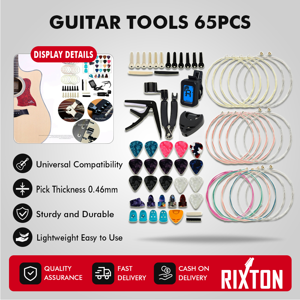 Jual RIXTON Guitar Tool 65Pcs Set Changing Kit Strings Pick Capo Winder ...