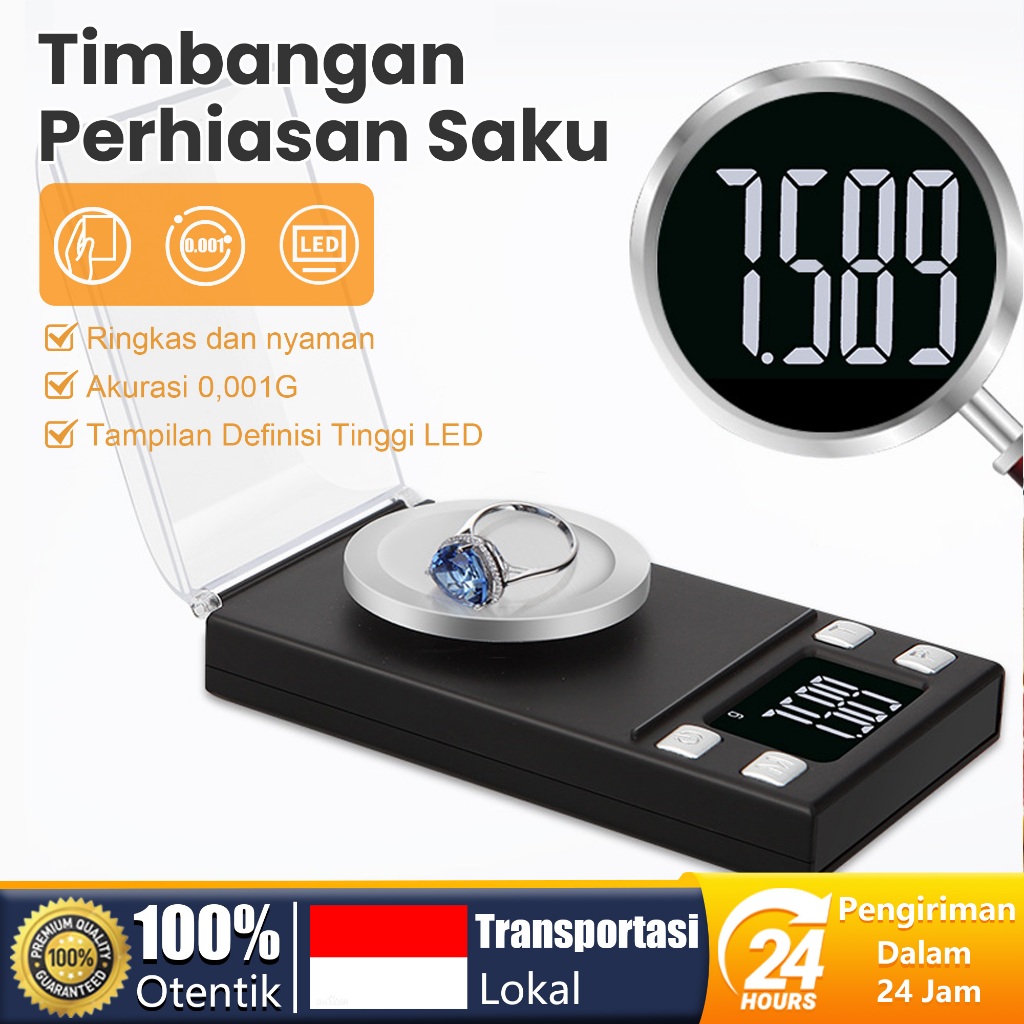 Jual High-Precision Akurasi 0.001 Gram Timbangan Digital Perhiasan Emas Mini Pocket Scale ...