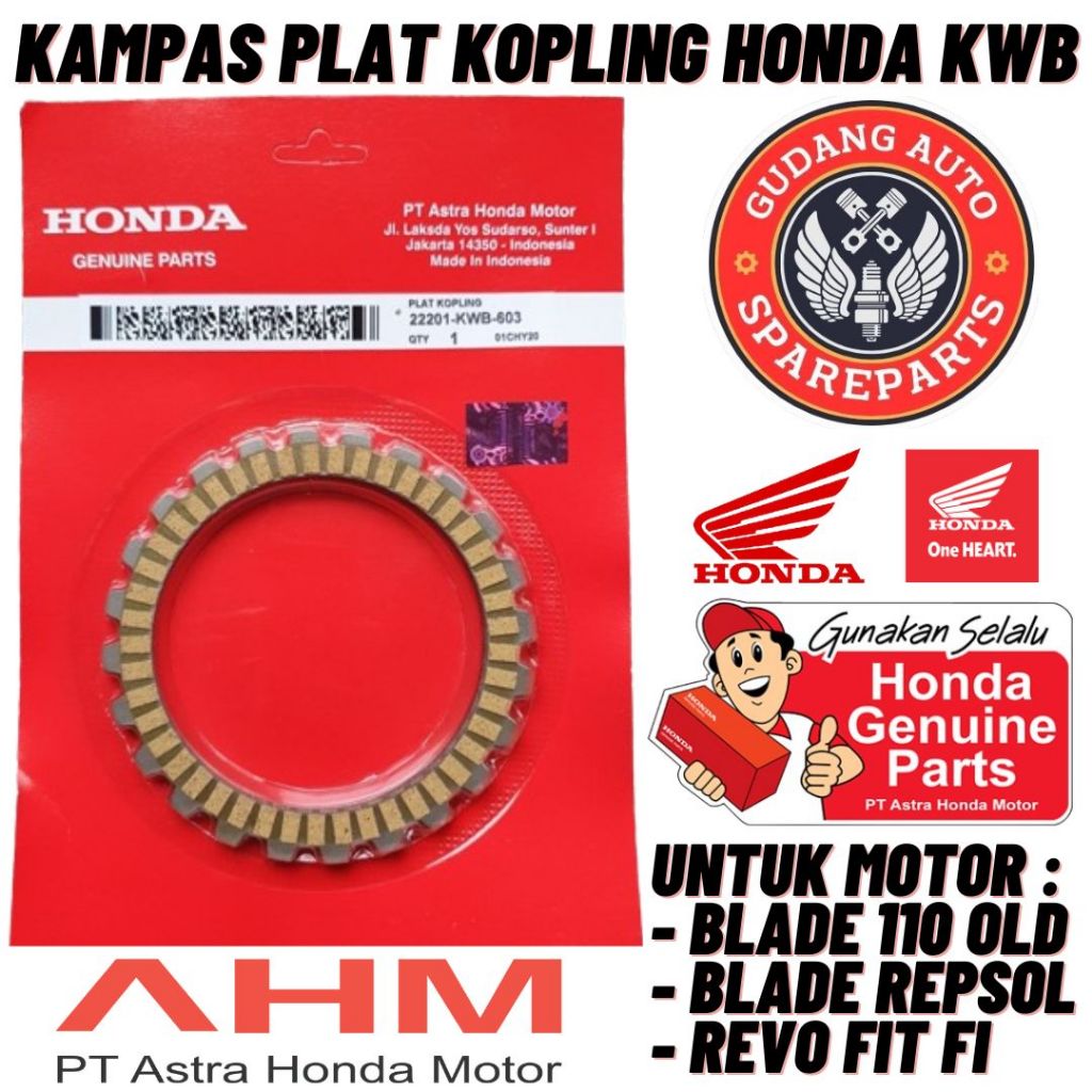 Jual Original AHM Kampas Plat Kopling Honda Blade 110 Repsol Revo Fit FI Kode KWB | Shopee Indonesia