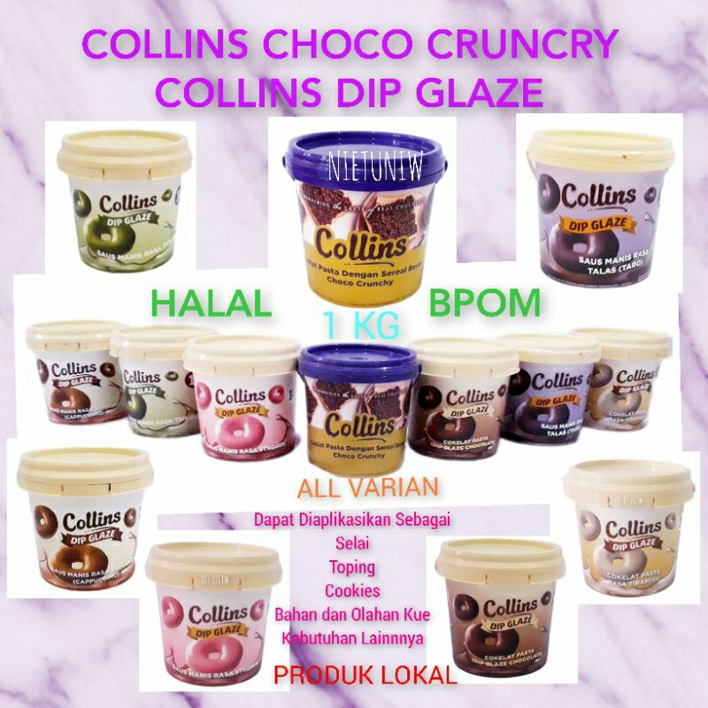 Jual COLLINS CHOCO CRUNCHY dan COLLINS DIP GLAZE 1 kg Coklat Strawberry ...