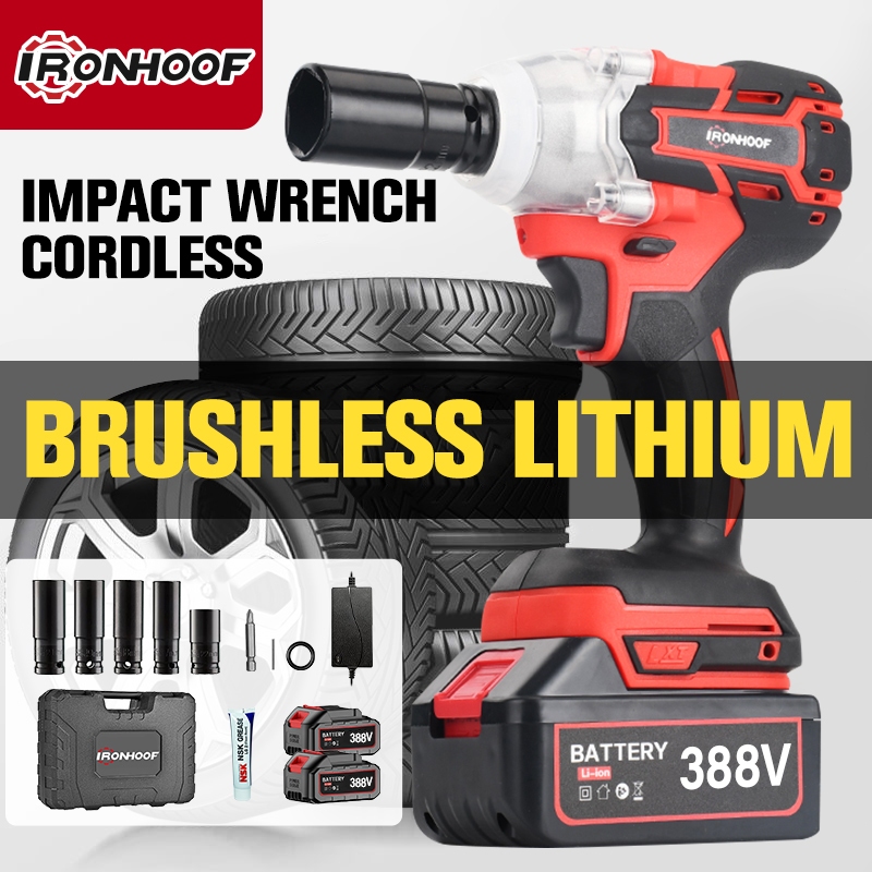 Jual IRONHOOF 388V Cordless Impact Wrench Brushless Impact Baterai ...