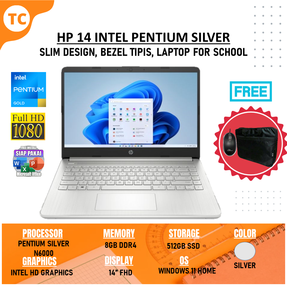 Jual PROMO Laptop Murah Baru HP 14 Intel Core N6000 Ram 8GB 512GB SSD ...