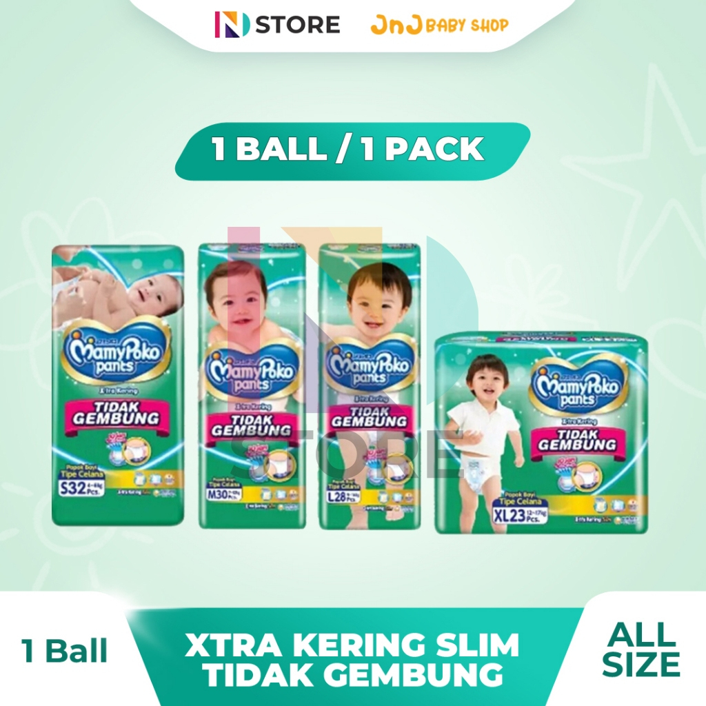 Jual MamyPoko Pants Xtra Kering Slim S32/M30/L28/XL23 1 Ball (Tidak Gembung) | Shopee Indonesia