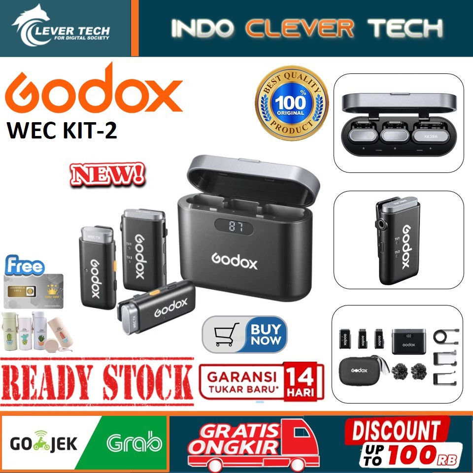 Jual Godox WEC Kit-2 Wireless Microphone Godox WEC Kit2 2.4GHz Godox ...