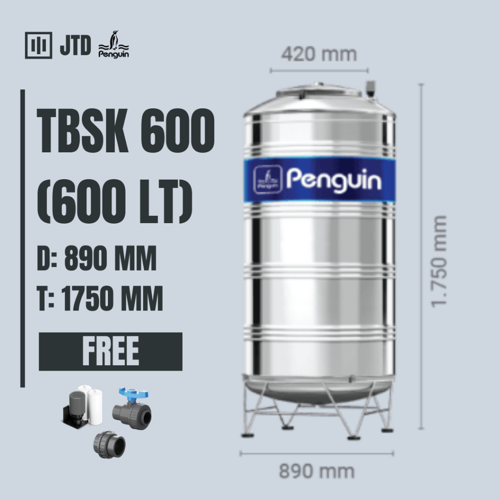 Jual Toren / Tandon / Tangki Air Penguin Stainless 600 Liter - TBSK 600 ...
