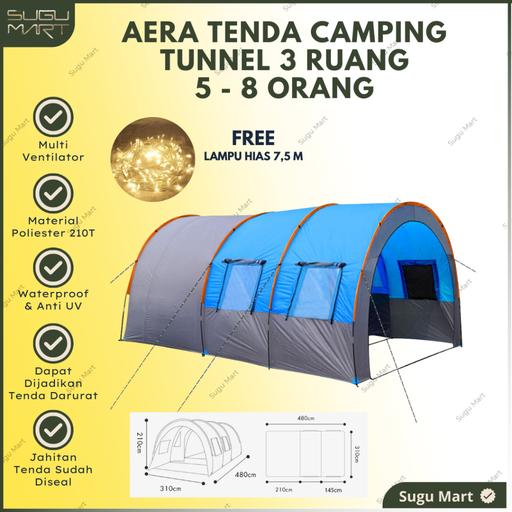 Jual Tenda Camping Tunnel Multiperson | Tenda Tunnel 5-8 Orang Outdoor ...