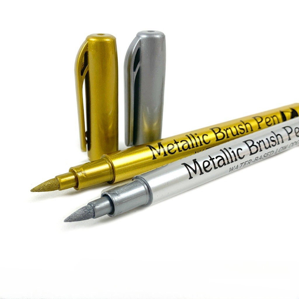 Jual Pena / Spidol Kuas Warna / Tinta Metalik Emas / Perak / Scrapbook ...