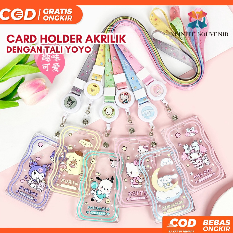 Jual Stok Banyak N17 ID Card Holder Tali Yoyo Tempat Kartu dengan Tali ...
