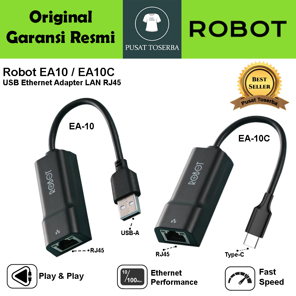 Jual Adapter Ethernet Robot EA10 EA10C USB-A / USB-C to RJ45 LAN 10/100Mbps Plug & Play Original ...