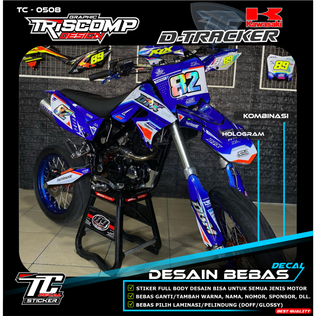 Jual Decal Sticker klx dtracker 150 lama motif biru list putih ...