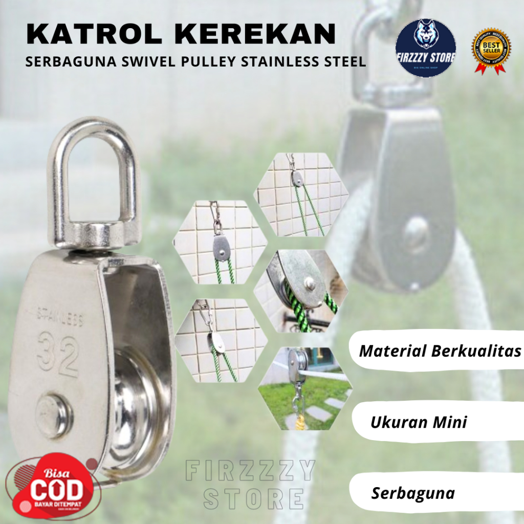 Jual Katrol Kerekan Mini Serbaguna Swivel Pulley Stainless Steel Beban ...
