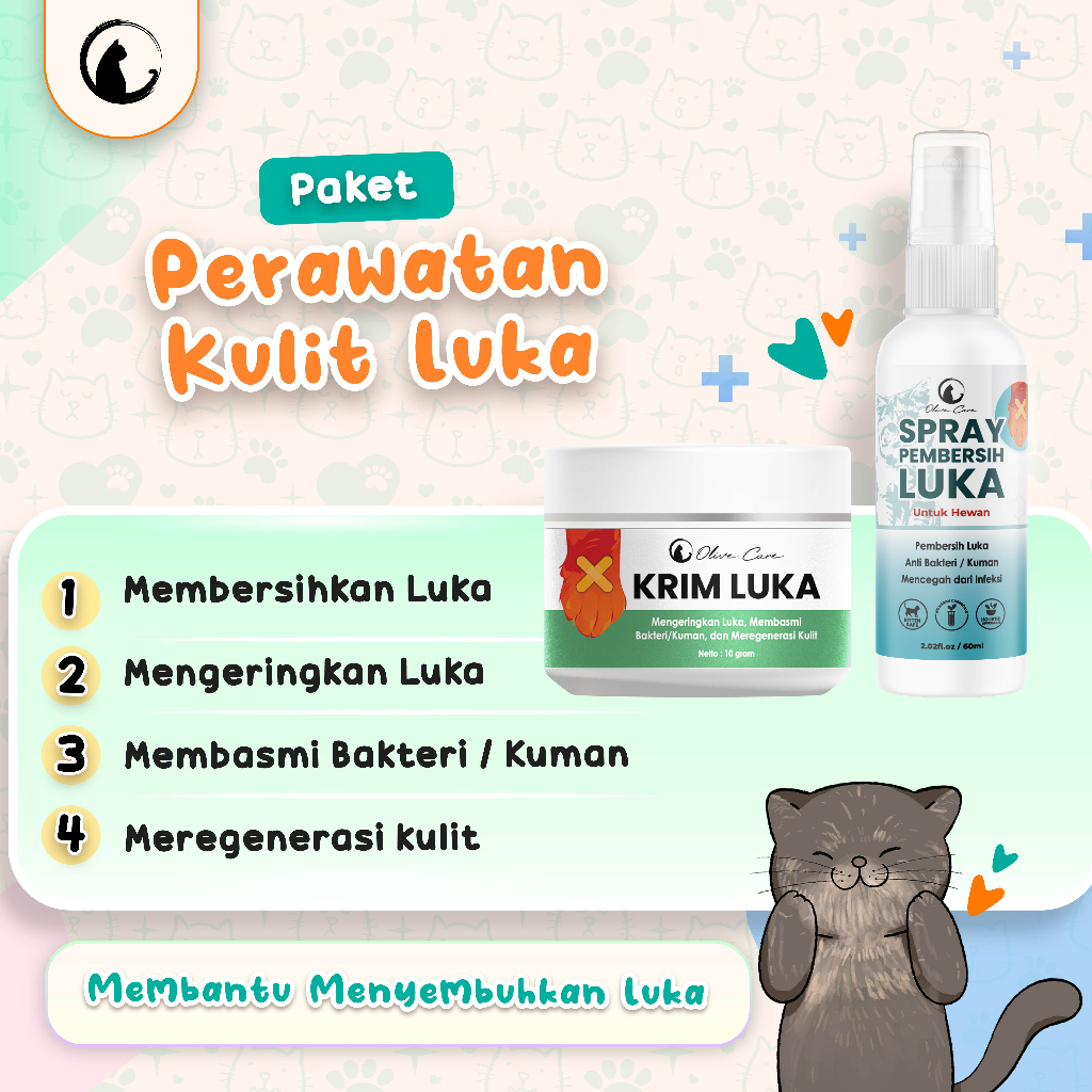 Jual Paket PERAWATAN LUKA Kucing untuk Kulit Luka Basah & Kering, Luka ...
