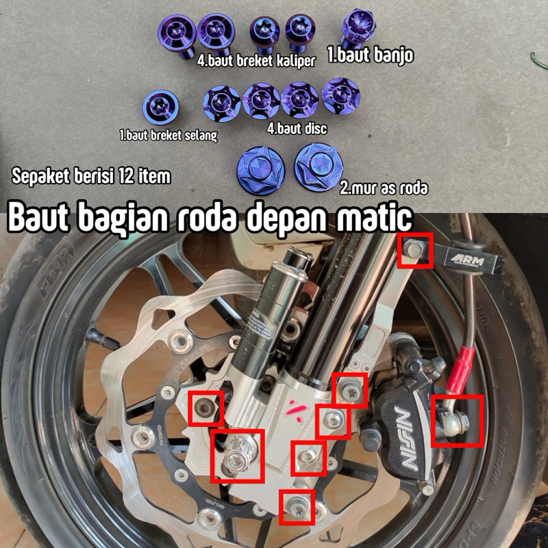 Jual baut Titanium untuk bagian roda depan matic dengan bottom seperti ...