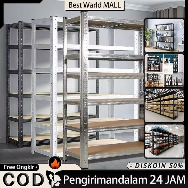 Jual Rak Besi Siku 5 Susun Rak Baru Tanpa Baut Rak Gudang Serbaguna Rak ...