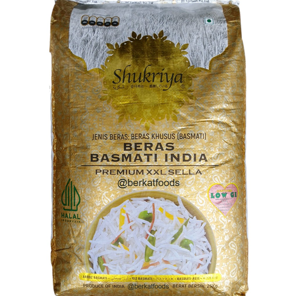 Jual Basmati Rice Shukriya India 25Kg / Beras Basmaati Premium XXL Sella Long Grain 25 kg ...