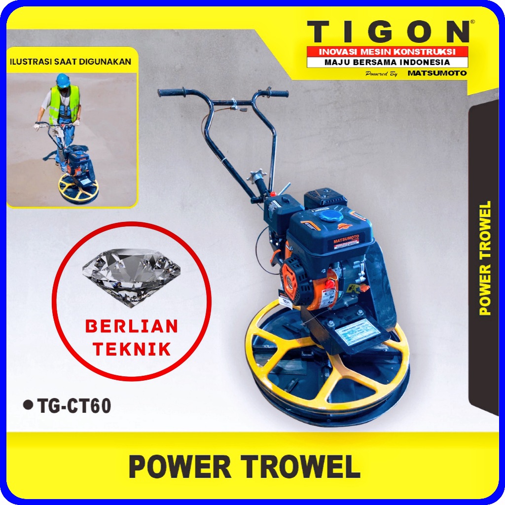 Jual Power Trowel Helikopter Tigon TG-CT 60 + Mesin Bensin 7 HP ...