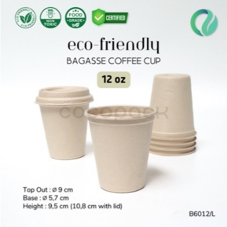 Jual 10 PCS Bagasse Natural Brown Sugarcane Coffee Cup 12 OZ - Cup Only ...