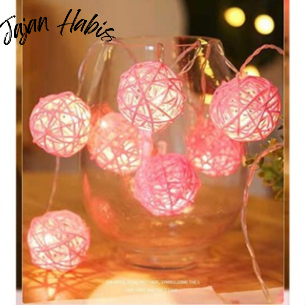 Jual JABIS Lampu Hias Bulat Panjang 2 Meter Tumbler Lampu Bola Rotan ...