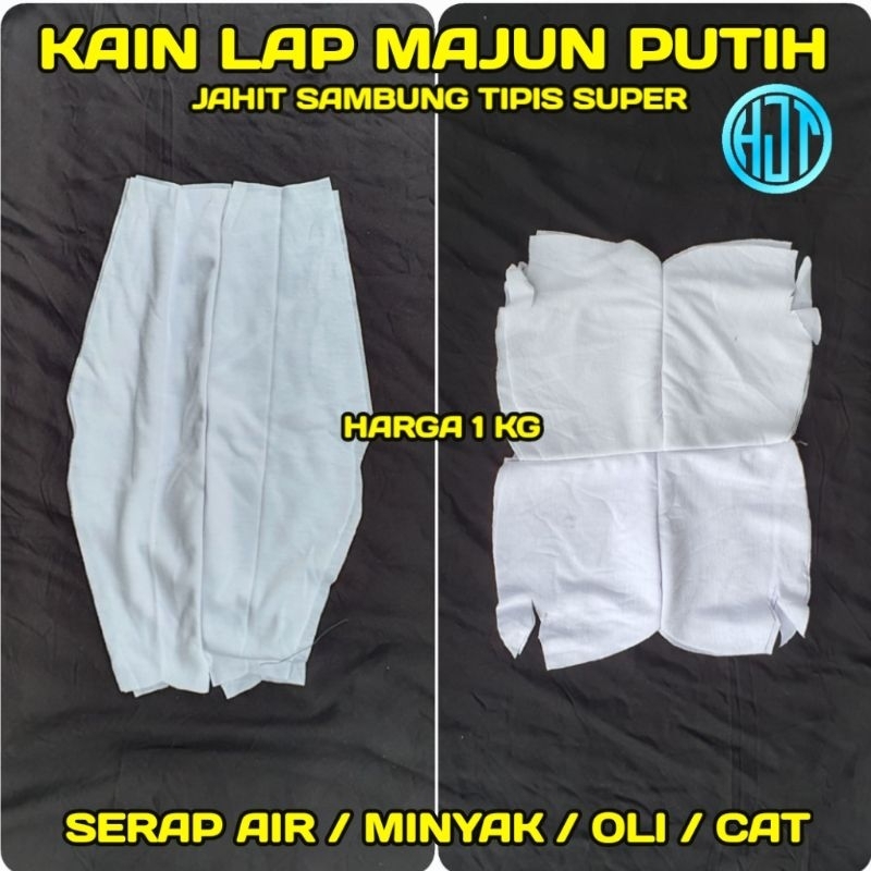 Jual KAIN LAP MAJUN PUTIH SAMBUNG | SERAP AIR/OLI/MINYAK/CAT | PUTIH ...