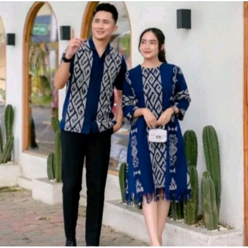 Jual SET COUPLE BAJU TENUN MOTIF TORAJA DRESS TENUN MOTIF TORAJA KEMEJA TENUN LENGAN PENDEK ...