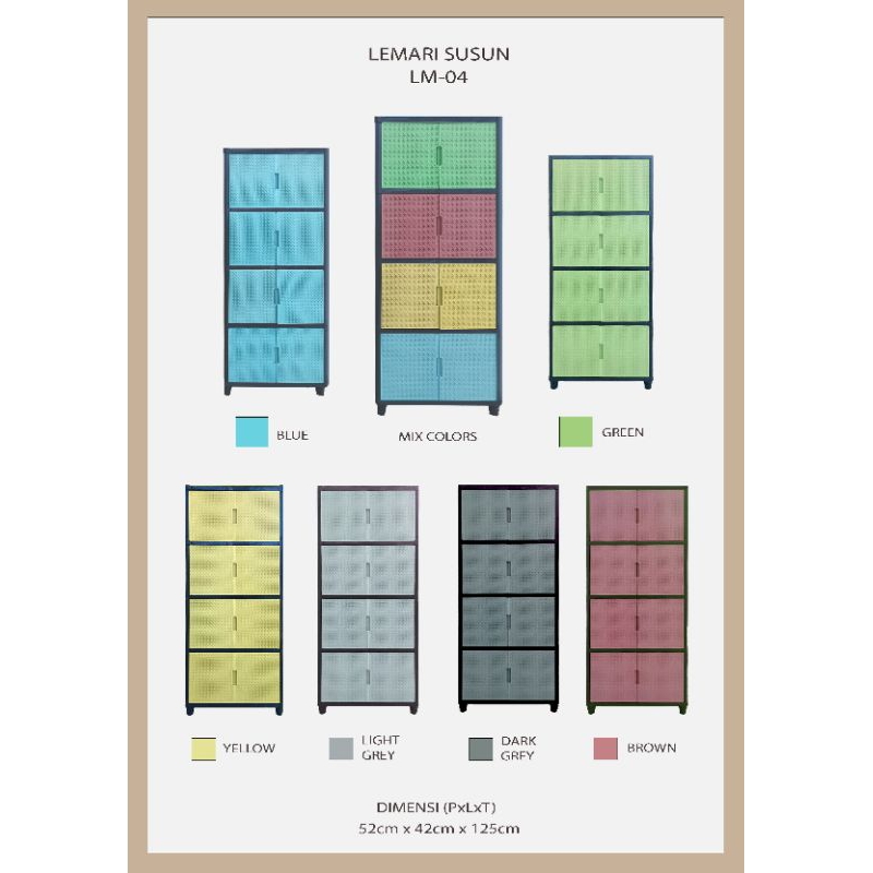 Jual Lemari 4 Susun | Lemari Pakaian/Lemari Warna/Rak Baju/Multifungsi ...