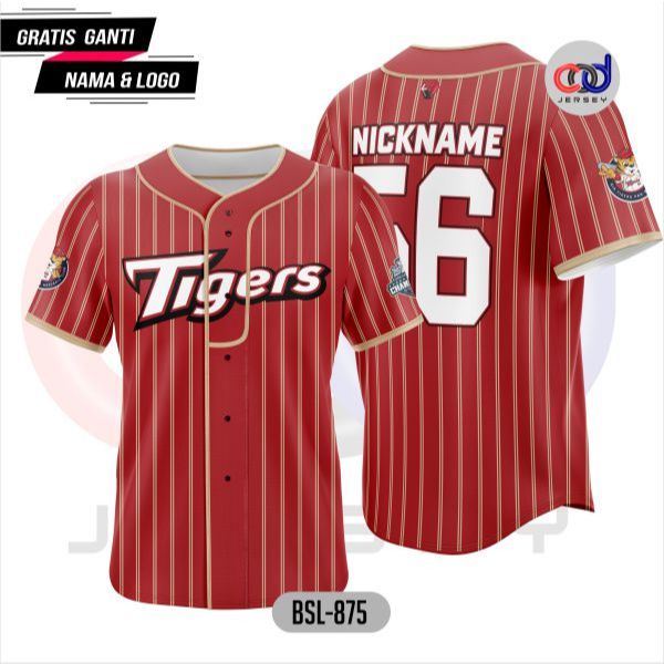 Jual Jersey/Baju Baseball pria/wanita Team Tigers Merah Gratis tambah ...