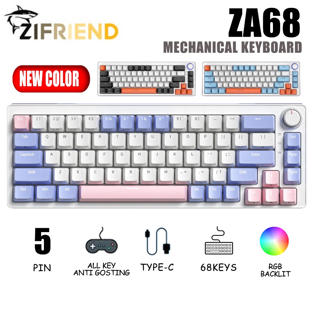 Jual KODE V7I ZIFRIEND ZA68 Mechanical Gaming Keyboard 3 Modes 5pin ...
