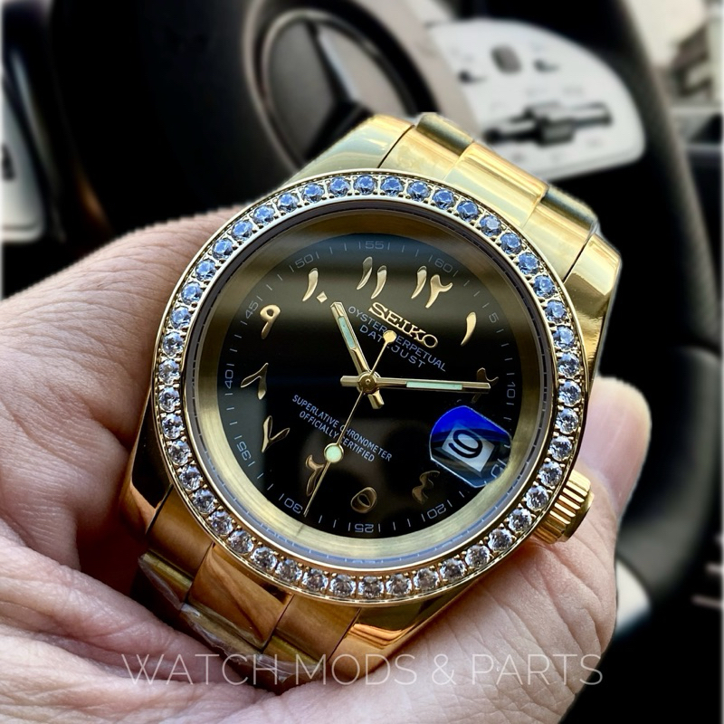 Jual Seiko Mod SeikoMod Arabic Gold Diamond | Shopee Indonesia