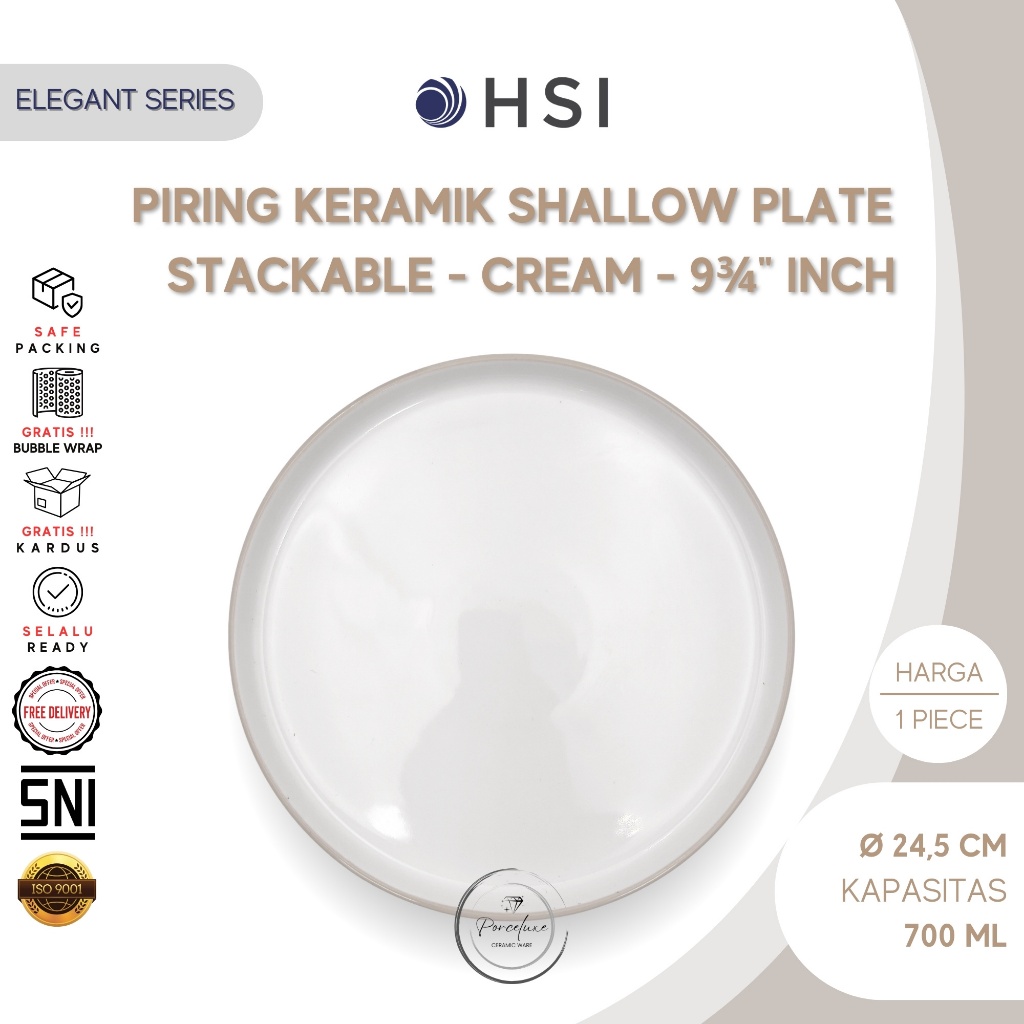 Jual HSI Piring Stoneware Shallow Wall Deep Plate Abu 25 cm Dinner ...
