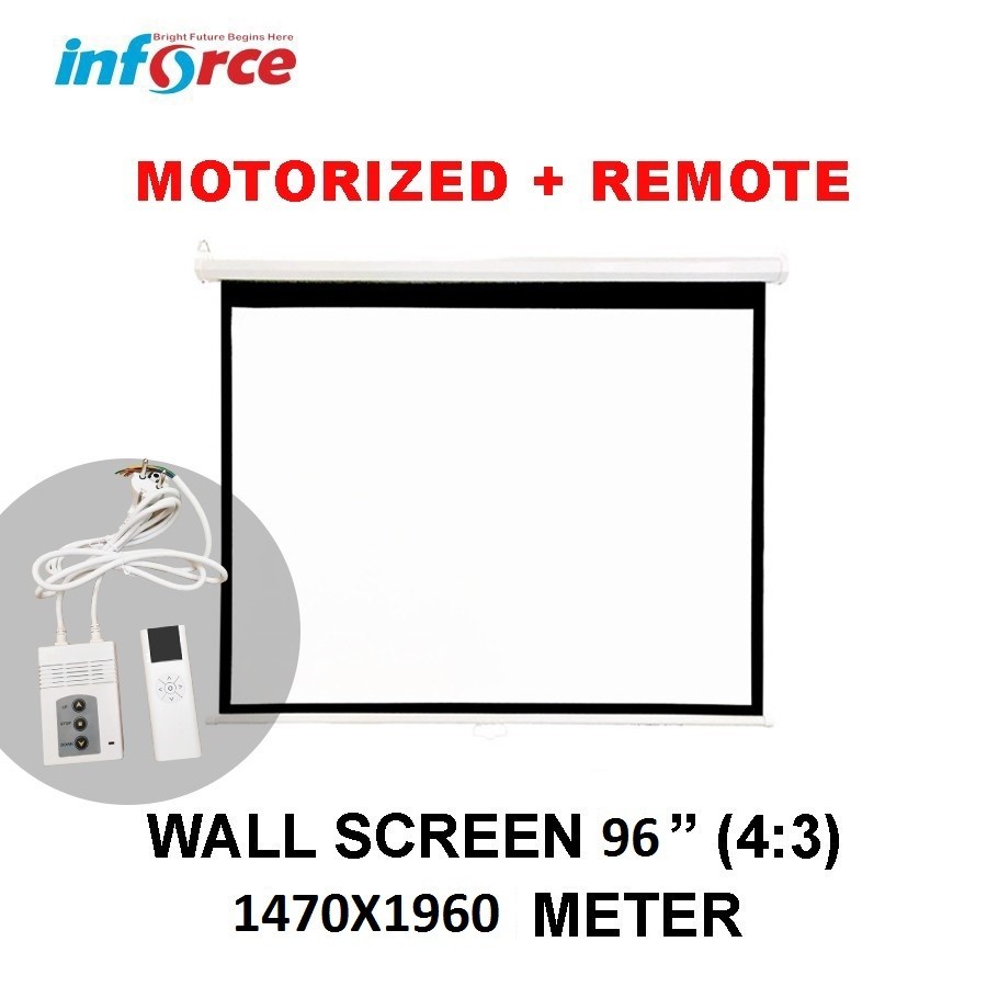 Jual Wall Screen Projector Motorized + Remote 96 4:3 / Layar Inforce | Shopee Indonesia