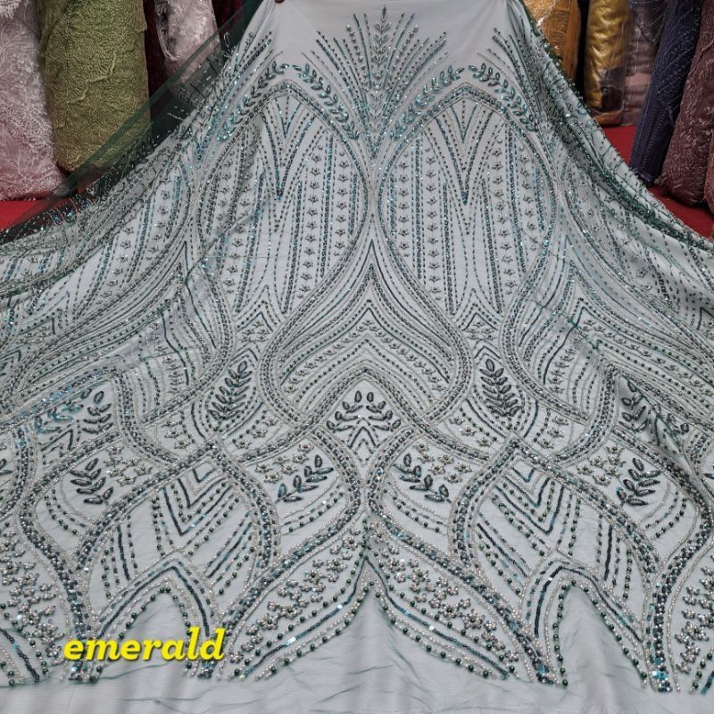 Jual PUSAT TEXTILE - Bahan Kain Tille Full Payet || Bahan Kebaya Jepang ...