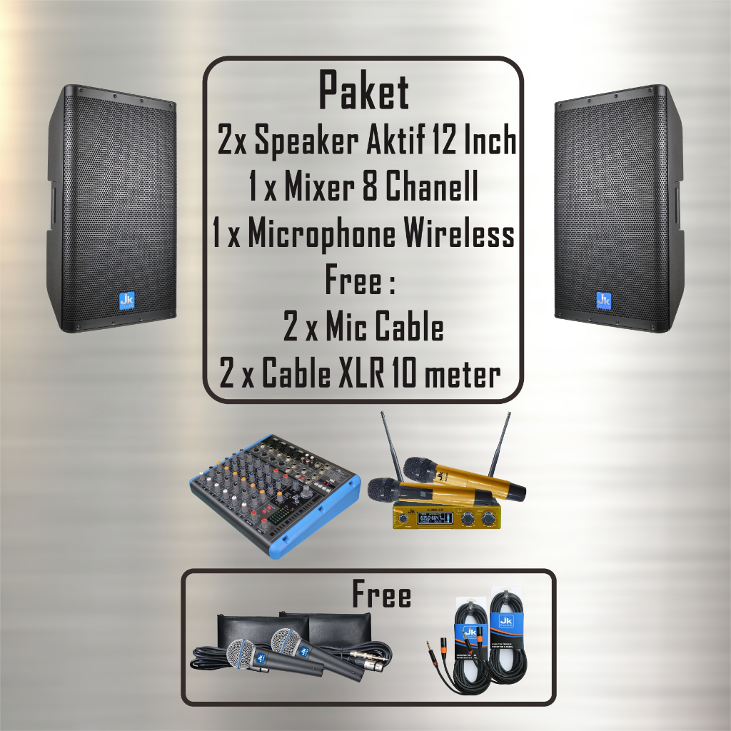 Jual Paket sound sysem Jk coustic Mixer Microphone Speaker Aktif 12 Inc ...