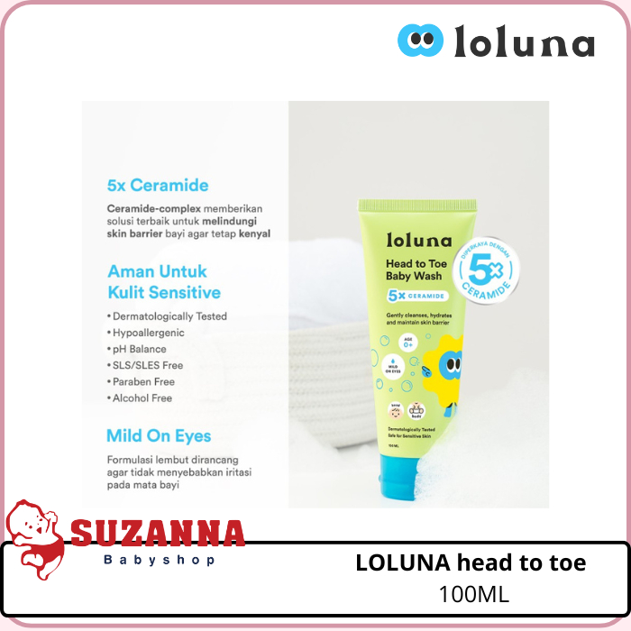 Jual LOLUNA Head to Toe Baby Wash 100ml | 5x Ceramide | Shopee Indonesia
