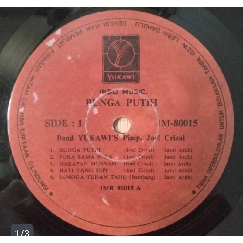 Jual Piringan Hitam Vinyl PH 12 inch Band Yukawi's - Bunga Putih ...