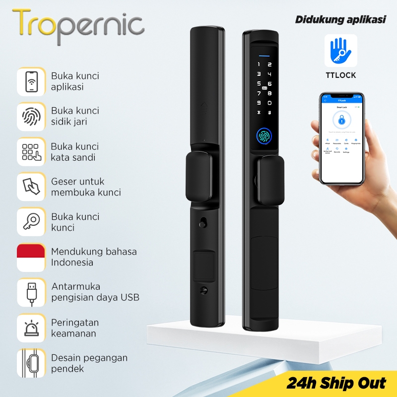 Jual 【Bahasa Indonesia】Smart Door Lock TTLOCK Kunci Pintu Rumah Fingerprint Kunci Pintu Sliding ...
