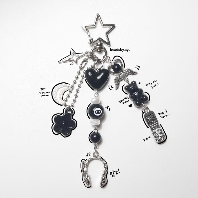 Jual y2k keychain ★ monokrom keychain beaded beads keychain aesthetic ...