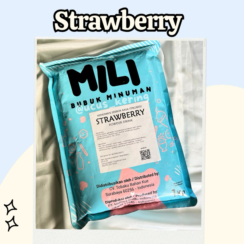 Jual BUBUK MILI STRAWBERRY KEMASAN 1KG/ POWDER MILI | Shopee Indonesia